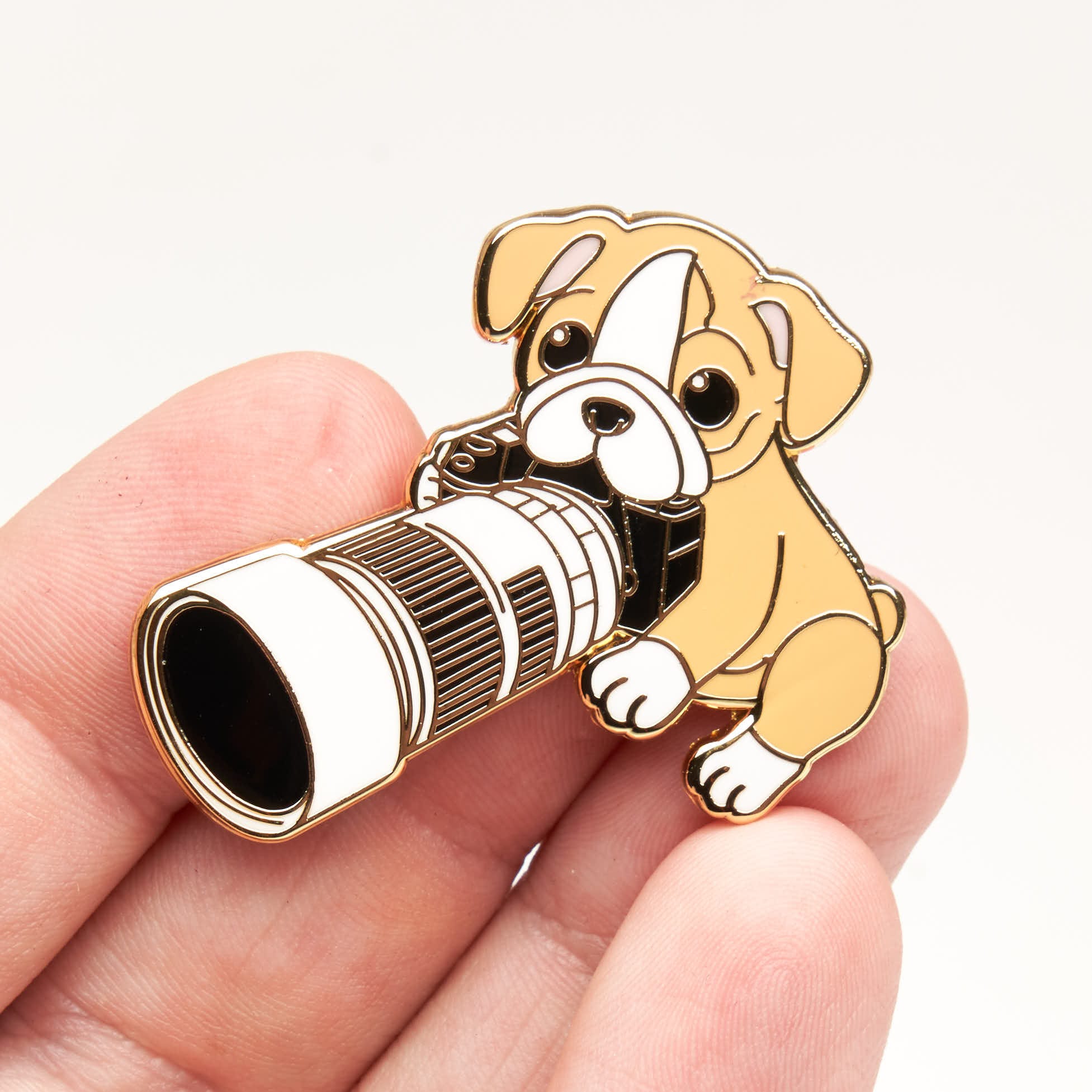 Bulldog Photographer Pin: Cute Gold-Plated Hard Enamel DSLR Camera Pin ...