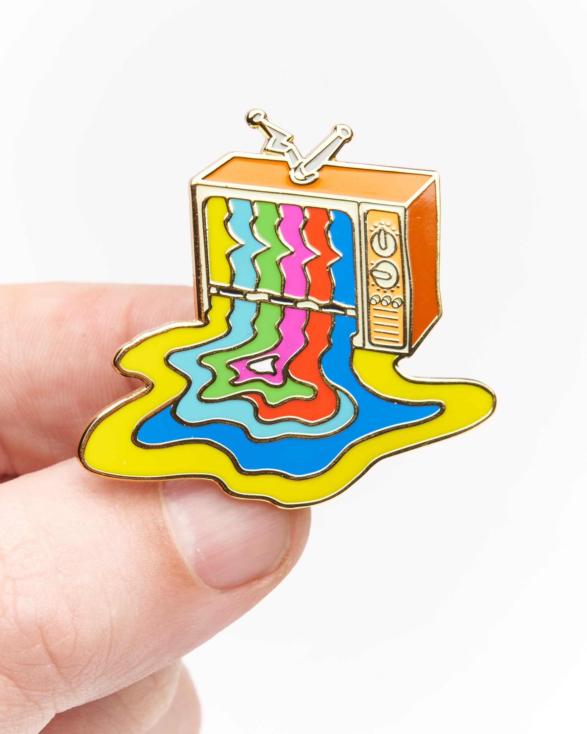 Melting Screen Vintage TV Television Enamel Pin - retro lapel badge ...