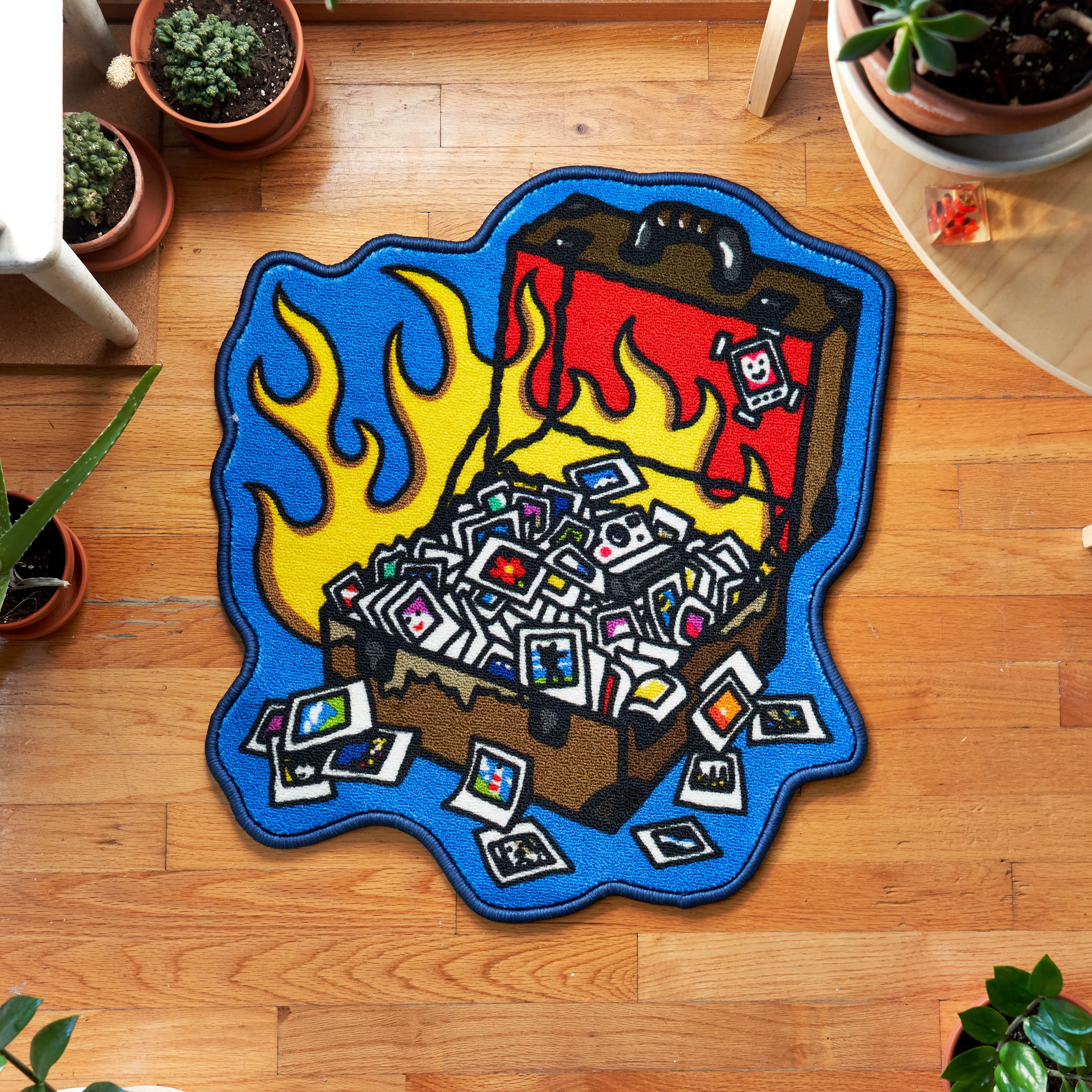 Flaming Polaroid Photo Suitcase Mini rug - Film Camera Rugs Gifts ...