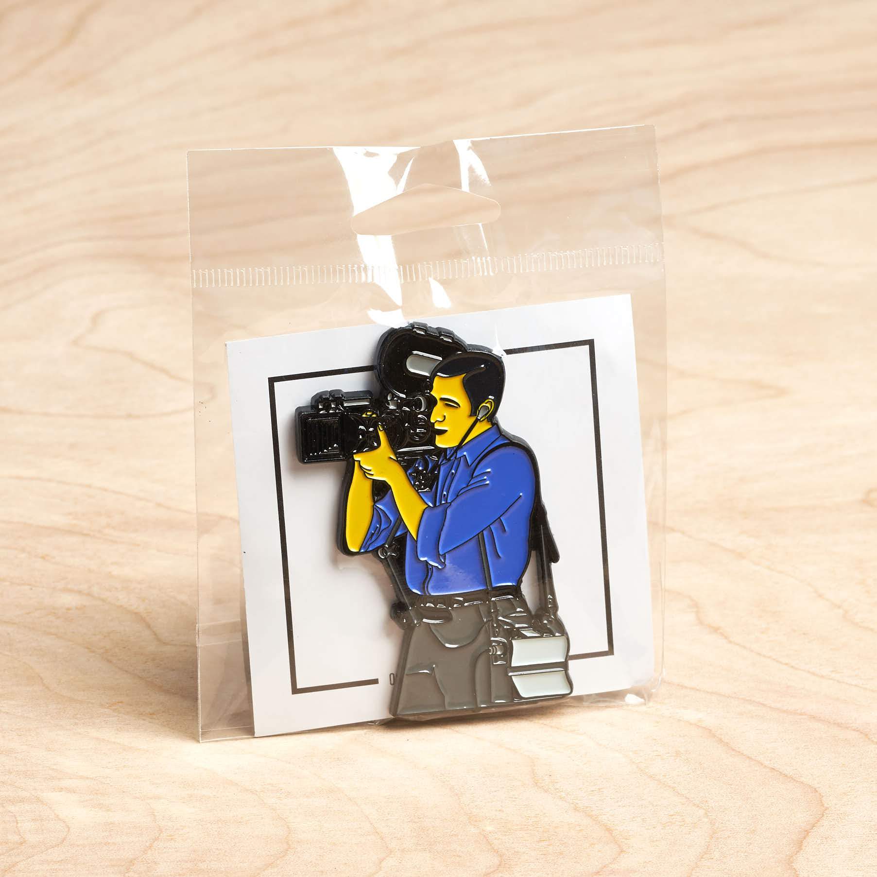 Man holding movie camera Shooting SLR Film Camera Lapel Pin – Official ...